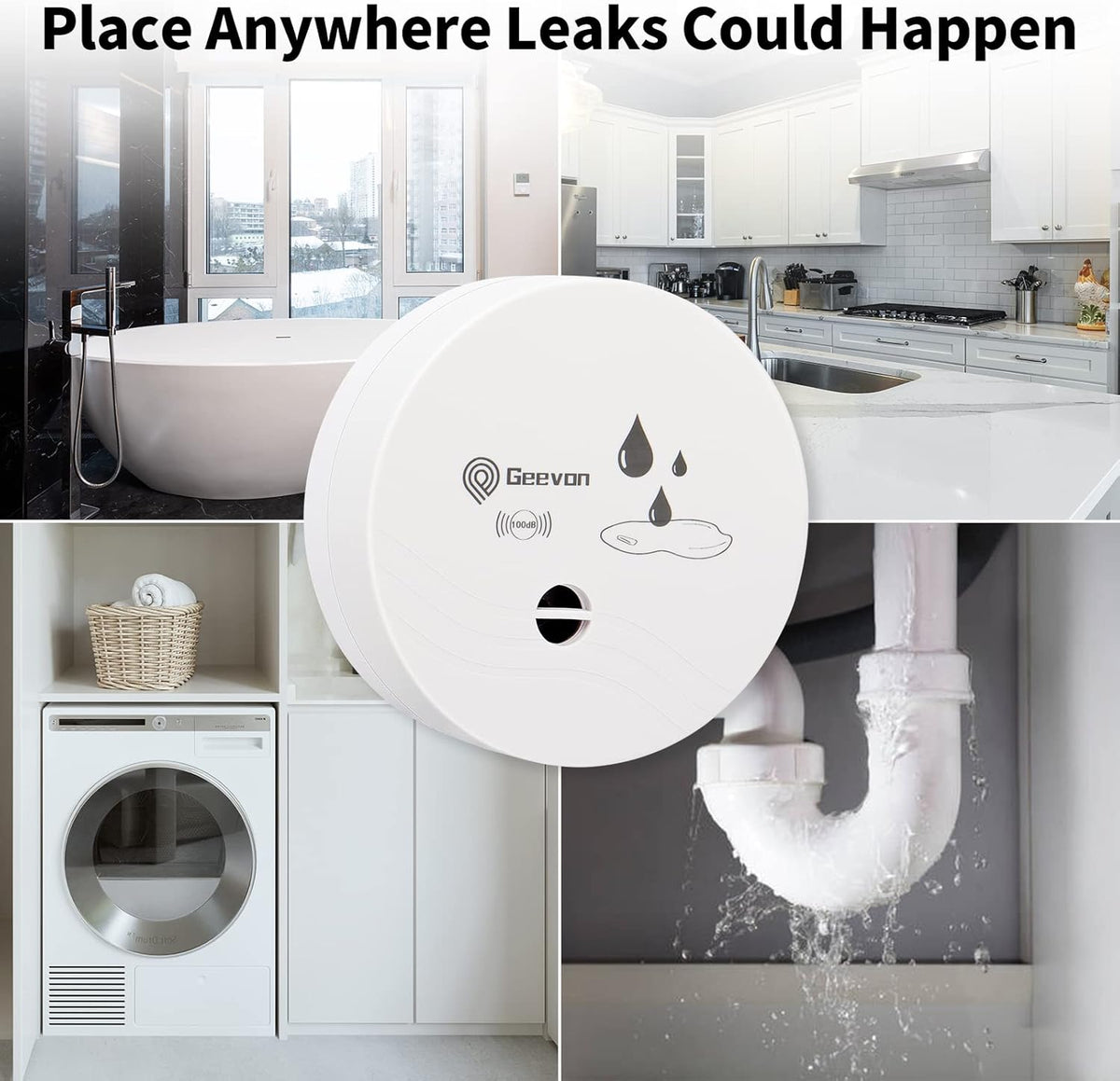 Water Leak Detector - 100dB Ultra-Loud Alarm for Leak Detection ...